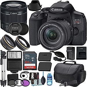 Camera Bundle for Canon EOS Rebel T8i with EF-S 18-55mm f/4-5.6 is STM + Accessories Bundle (64GB, 50in Tripod, Extra Battery, and More)