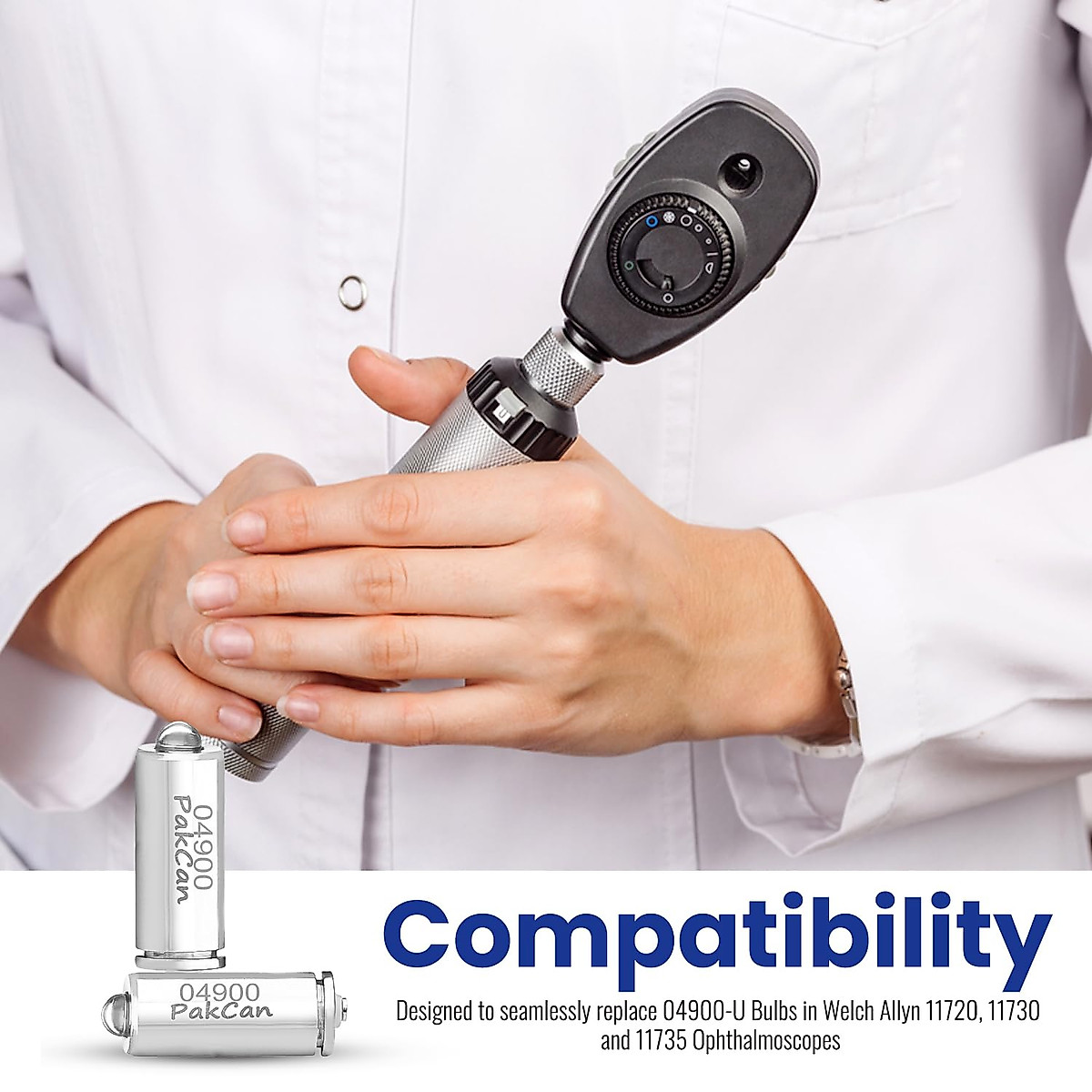 PakCan Compatible with Welch Allyn Halogen LED Replacement Bulb 04900-U for 11720, 11730 and 11735 Ophthalmoscopes, 3.5V