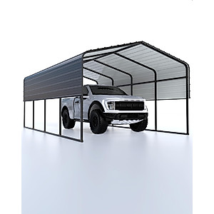 GAOMON 13' x 21' x 10' Metal Carport, with Heavy Duty Galvanized Steel Roof and Reinforced All-Metal Frame, Permanent Shelter for Agricultural Machinery, Carport for Cars, Boats, Trucks, and Tractors