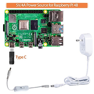 Makeronics AC 100V-240V Converter Adapter DC 5V 4A Power Supply US Plug 5.5mm x 2.1mm 4000mA Power Adapter for Jetson Nano (A02/B01/2GB)| Raspberry Pi 5 / 4B/3B+/3B with UL FCC Certificate
