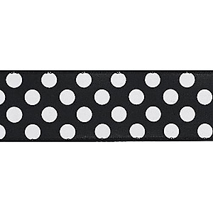MEEDEE Black Ribbon with White Dots Black and White Polka Dot Ribbon 2.5 Inch Black Wired Ribbon for Black & White Welcome Front Door Burlap Wreath Pet Wreath Dog Wreath Ribbon Gift Basket, 10 Yards