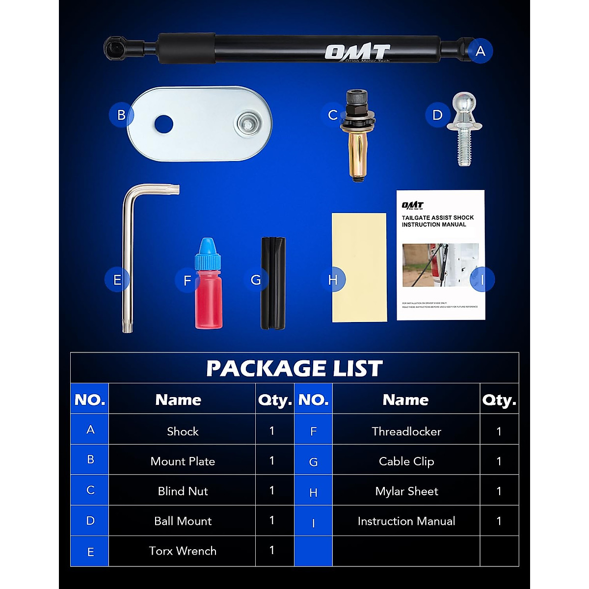 Orion Motor Tech Truck Tailgate Assist, Pickup Tailgate Lift Assist Kit, Truck Accessory Compatible with 2009 2010 2011 2012 2013 2014 2015 2016 2017 2018 2019 2020 2021 2022 Dodge Ram 1500 2500 3500