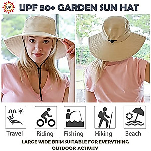 Solaris Wide Brim Women UV Sun Protection Hat for Outdoor Garden Hiking Safari, Tan