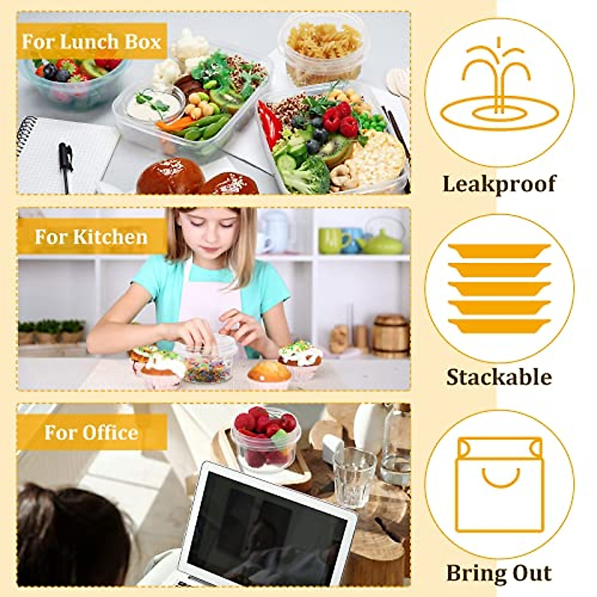 36 Pack Freezer Storage Containers with Lids, Reusable Twist Top Containers for Soup, Round Wide Mouth Lunch Jars, Freezer Deli Containers (8 oz)