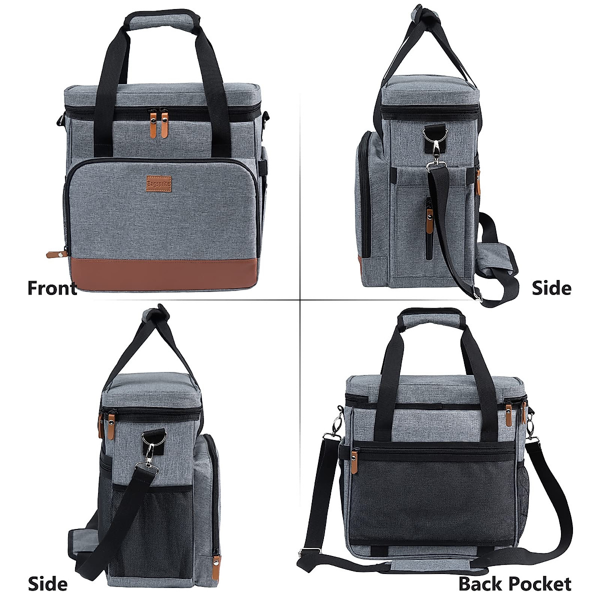 BAGSPRITE Coffee Maker Travel Bag Compatible with Keurig K-Mini or K-Mini Plus, Single Serve Coffee Brewer Carrying Case with Multiple Pockets for K-Cup Pods, Storage Bag With Shoulder Strap Grey