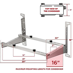 TURBRO Wall Mount Stand for Mini Split Ductless Air Conditioner Heat Pump System, Sturdy Stainless Steel Bracket w/Dual Cross-Bars, Support Condenser up to 550 lbs (7,000 - 24,000 BTU)