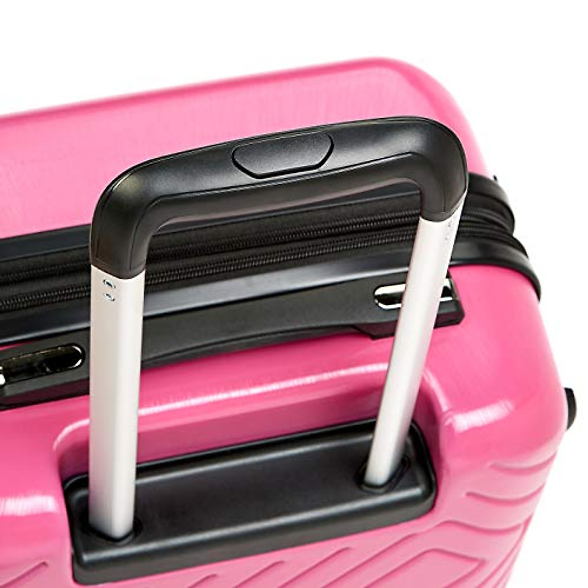Amazon Basics Geometric Travel Luggage Expandable Suitcase Spinner with Wheels and Built-In TSA Lock, 21.7-Inch - Pink
