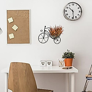 Faruxue Wrought Iron Wall Hanging Decor, Bicycle Flower Basket Wall Mounted Flower Stand Display Rack for Home Decor, Unique Art Ornaments Classic Retro Style for Home