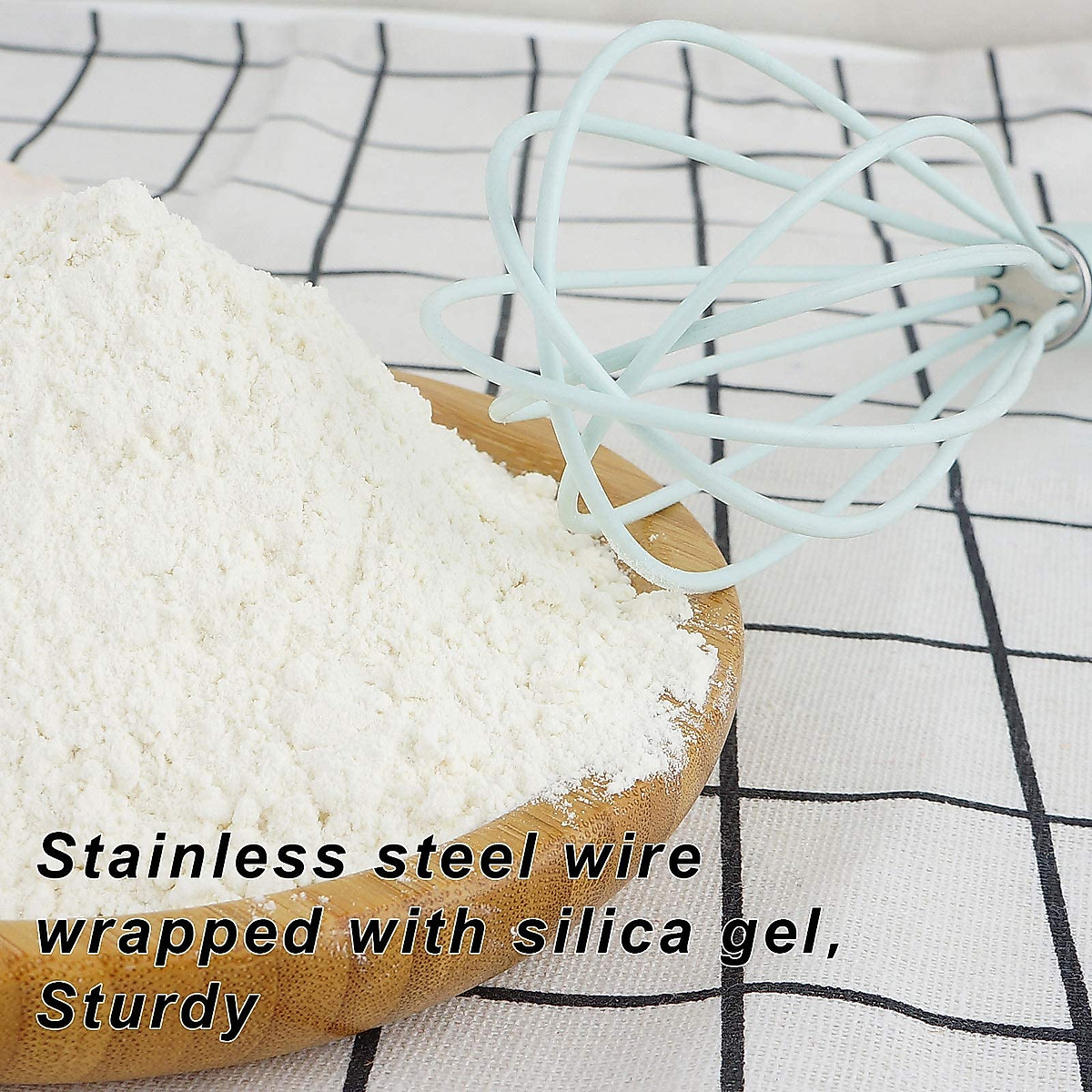 GorGin high temperature and easy to clean silicone whisk, stirrer, 10 inch, grip good grip design for Blending Whisking Beating Stirring Cooking Baking (1 Pack | blue)