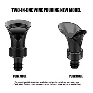 2 in 1 Wine Aerator Pourer, 4 Inch Flower Petal Type Silicone Wine Pourer, Easy to Use Wine Dispenser, Wine Stopper for Home Bar Tool, Wine Accessories, Black