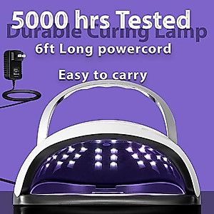 W&H 220W LED UV Light Dryer for Nails Gel Polish Lámpara para Uñas 57 LEDs 4 Timer Preset, Auto On Fingernail Toenail 6ft Powercord