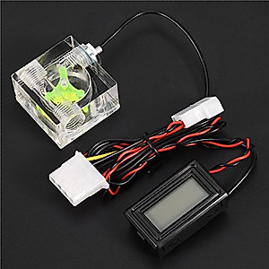 Computer Water Cooling Thermometer, Water Flow Meter, Computer Temperature Detector Kit, PC Computer 3 Way Flow Meter Digital Thermometer Suitable for Water Cooling System Kit