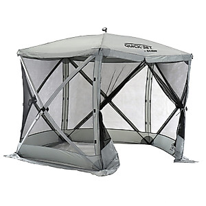 CLAM Pop Up Screen Tent, Outdoor Camping Gazebo Canopy, Venture, 9' x 9', Gray