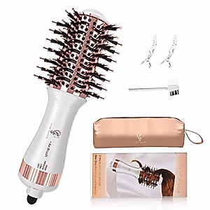 Travel Hair Dryer Brush Blow Dryer Brush in one, Mini Hot Air Brush, Hair Trends Nano Titanium 2 Inch One Step Hair Dryer and Styler Volumizer-Not Dual Voltage