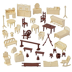 BMC Classic Marx Antique Furniture - 40pc Dollhouse Plastic Playset Accessories