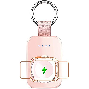 Portable Wireless Charger Compatible for Apple Watch Series 8/UItra/7/6/5/4/3/2/SE/Nike, Compact Magnetic iWatch Charger 1000mAh Power Bank Keychain Style Gift Your Mother Girl Birthday-Pink