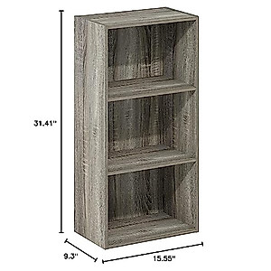 Furinno Luder 3-Tier Open Shelf Bookcase, French Oak