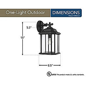 Sea Gull Lighting 84031-12 Kent One-Light Outdoor Wall Lantern with Clear Beveled Glass Panels, Black Finish