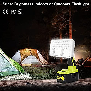 Cordless LED Work Light for Ryobi 18V ONE+ Plus Lithium Battery,3300LM Zinc Alloy Outdoor Wide Illumination Multifunction Flashlight,USB Port,for Car Repair Hiking Camp Garage