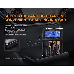 FENIX are-A4 Multifunctional Smart Battery Charger for Popular Rechargeable Batteries (18650, 21700, 16340) with LumenTac Battery Organizer
