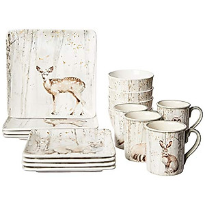 Certified International Corp A Woodland Walk 16 Piece Dinnerware Set, Service for 4, Multicolor