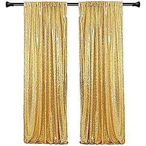 Trlyc Sequin Curtains Backdrops Glitter Gold Backdrop 2 Panels 2FTx8FT