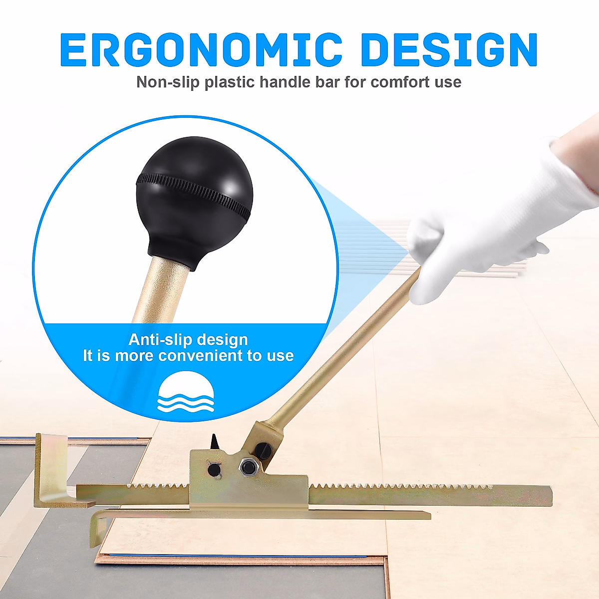 Samger Cast Steel Hardwood Flooring Jack Professional Ratcheting Hardwood Plank Jack Vinyl Flooring Tools for Laminate Flooring Installation Hard Wood Straight Tile Contractor Hand Tool