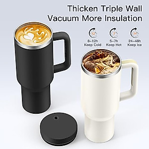 Bailkind 40oz 1180ml Tumbler With Straw and Lid X2, Spill-Proof Double Wall Stainless Steel Vacuum Insulated Cup Travel Flask Mug With Handle for Water, Iced/Hot Tea or Coffee