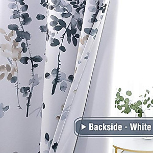 H.VERSAILTEX Blackout Curtains for Living Room Darkening Thermal Insulated Panels 84 Inch Long Light Blocking Grommet Curtains/Drapes, Bluestone and Taupe Vintage Classical Floral Printing, 2 Panels