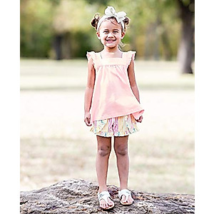 RuffleButts® Girls Pink Flutter Square Neck Top - 5