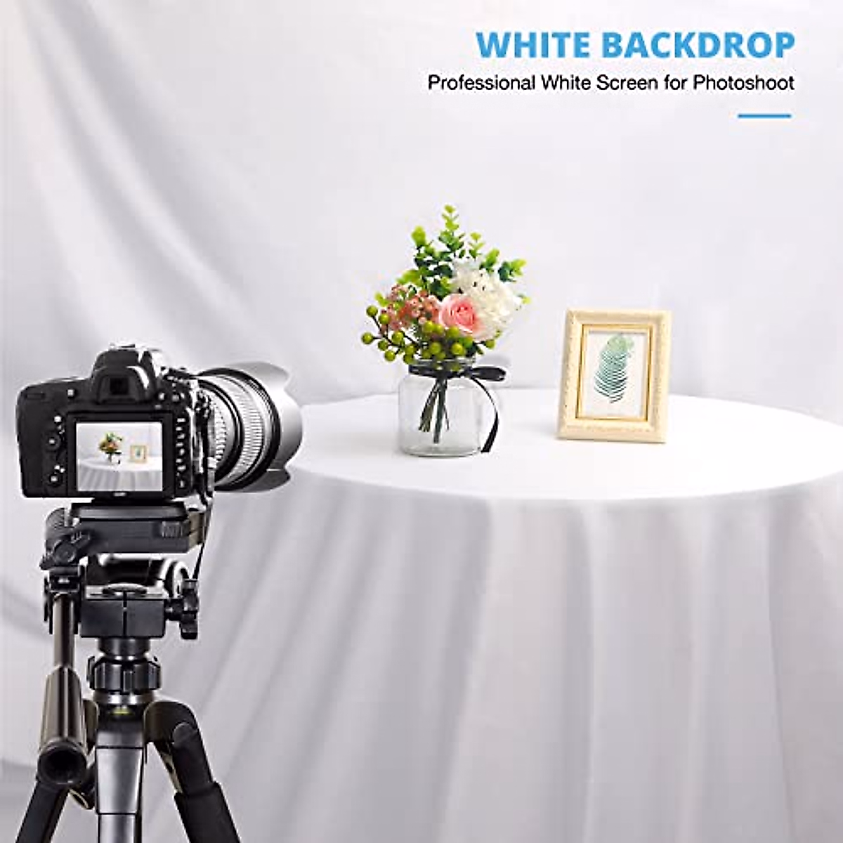 5x7 FT White Backdrop Background for Photography, High Density White Screen for Photoshoot, Photo Booth Backdrop for Video Studio Record Portrait Headshots Background Parties Backdrop, with Rod Pocket