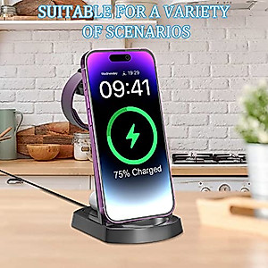 Wireless Charger 3 in 1, 18W Phone Charger Stand, Wireless Charger, Charging Station with Fast Charging Adapter for iPhone/14/13/12/11/Pro/X/Max, AirPods 3/2 Pro, Apple Watch,Samsung, Xiaomi, Huawei
