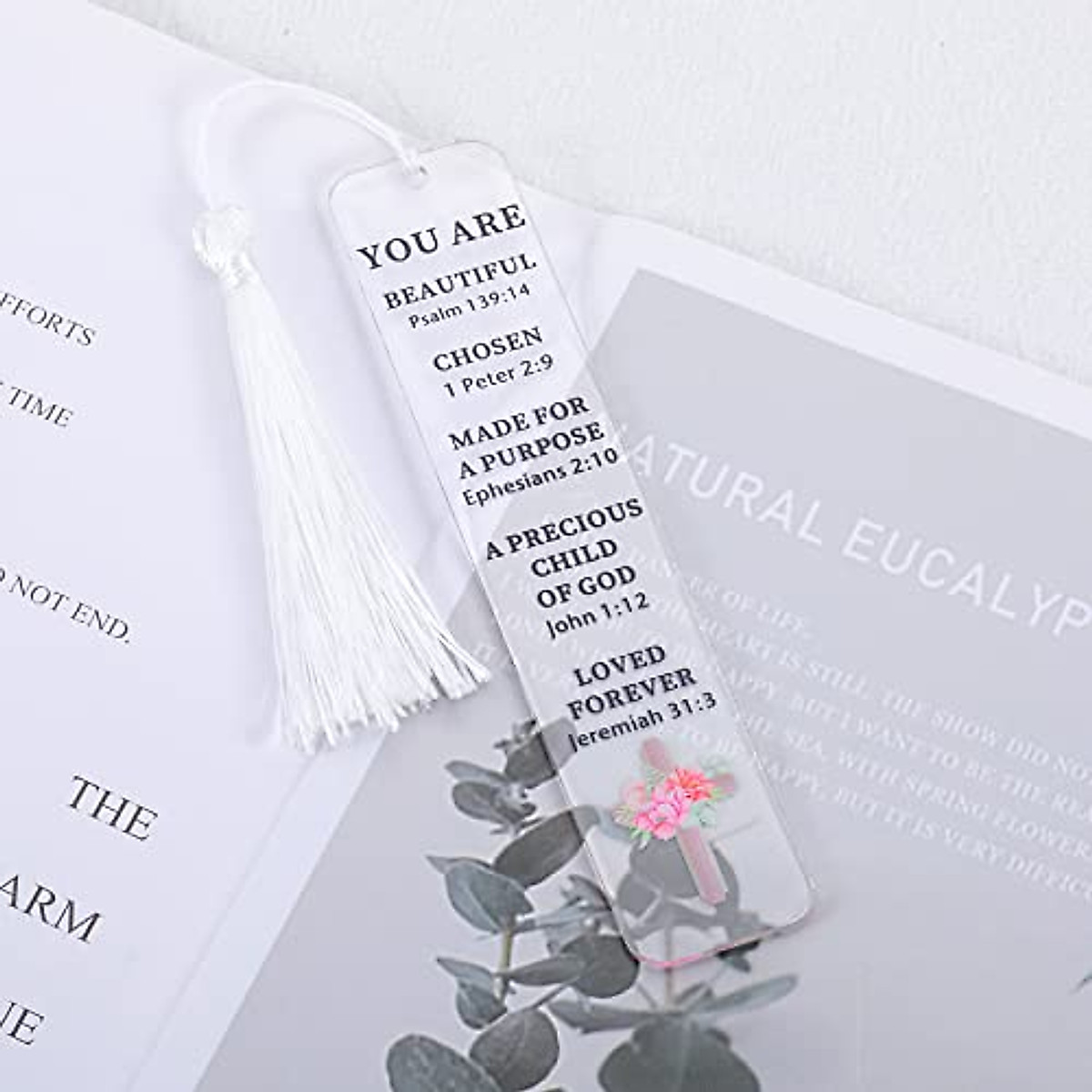 Inspirational Christian Bookmark Gifts for Women Bible Verse Acrylic Bookmark for Girl Daughter Sister Birthday Baptism Religious Church Gift for Female Friends Book Lover Graduation Gifts for Her
