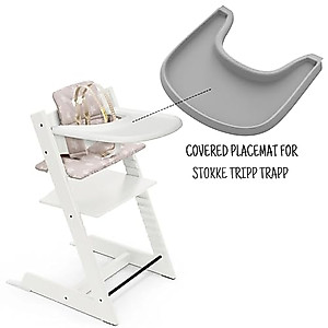 Full Cover High Chair Placemat for Stokke Tripp Trapp Baby High Chair, Silicone Placemats, High Chair Tray Finger Foods Placemat for Boys and Girls, Babies, Toddlers (Light Gray)