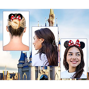 Styla Hair 3 Piece Hairband Set - Red Black - Includes Sequin Mouse Ears Headband, Velvet Sequin Scrunchie, and Claw Clip - Hair Accessories for Women, Teens, Kids