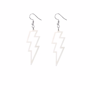 RUIZHEN Bright 3 Colors Acrylic Exaggerated Lightning Bolt Dangle Earrings Women Party Earrings Halloween Costume Accessories Jewelry (white)