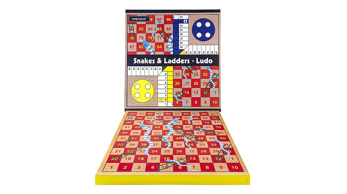 Fun AMEROUS 12" Wooden Ludo Board Game for Family