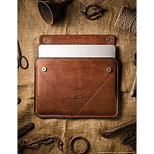 Genuine Italian Leather Case/Sleeve for MacBook Pro 13/14 / 15/16 inch 100% Wool Felt handmade unique vintage laptop cover Top Quality Secure MB Air 13 M1 M2 bag Engraved Gift, Crazy Horse Craft