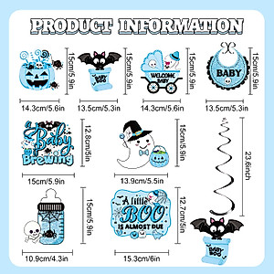 Halloween Ghost Baby Shower Party Decorations, A Little Boo is Almost Due Blue Baby Decor for Boy and Girl, Spooky Birthday Decorations Boo Banner