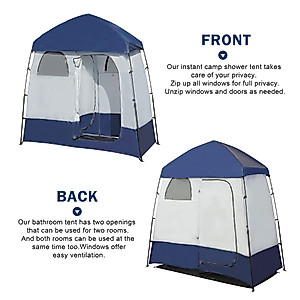 Betterhood Camping Shower Tent Oversize Space Privacy Tent Portable Outdoor Shower Tents for Camping with Floor Changing Tent Dressing Room Easy Set Up Shower Privacy Shelter 2 Rooms Toilet Tent