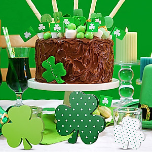 3 Pieces St Patricks Day Table Wooden Signs Shamrocks Wooden Sign Irish Themed Freestanding Table Decorations for Desk Office Home Party Decoration Tray Decor (Lovely Style)