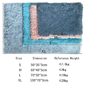 gofidin Winter Dog Bed Mat Comfy Calming Dog Cat Beds Cushion Mat Warm Kennel Accessories Pet Plush Puppy Beds Washable(Gray)(50x70cm,Gray)