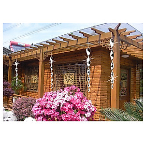 Luckkyme 12 Pcs Bird Repellent Wind Twisting Reflective Scare Rods 12 Inch Reflective Ornamental Spiral Deterrent Device