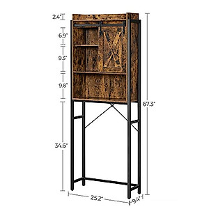 VASAGLE Over The Toilet Storage, Over Toilet Bathroom Organizer and Space-Saving Rack, Freestanding Bathroom Shelves, Rustic Brown and Black UBTS003B01