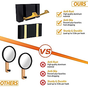 RAW DM -Single Pack-Waterproof Modern Coat Rack, Wall Hook, Hidden Coat Hook, Wall Hanger, Foldable Towel Rack, Door Coat Hanger -2 Black Gold Hooks