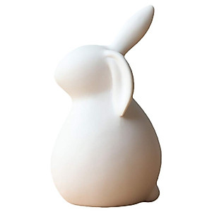 Amosfun Ceramics Bunny Figurine Easter White Bunny Figurines Home Decor Rabbits Ornaments for Home Easter Garden Micro Landscape Decorations White