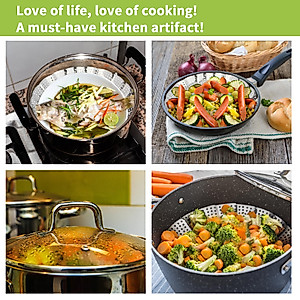 IQworks Steamer Basket, Stainless Steel Folding Steamer Basket (6 to 10.3 inches), 3rd Generation, Steamer for Cooking, Vegetable Steamer, Steamer Basket for Pot, Expandable to Fit Various Sizes