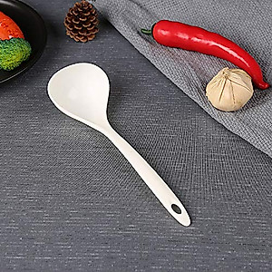 PZRT 1pcs Standing Rice Paddle and 1pcs Soup Spoons, Non-Stick Rice Spoon, Stand-up Serving Rice Spatula Household Kitchen Tools, White