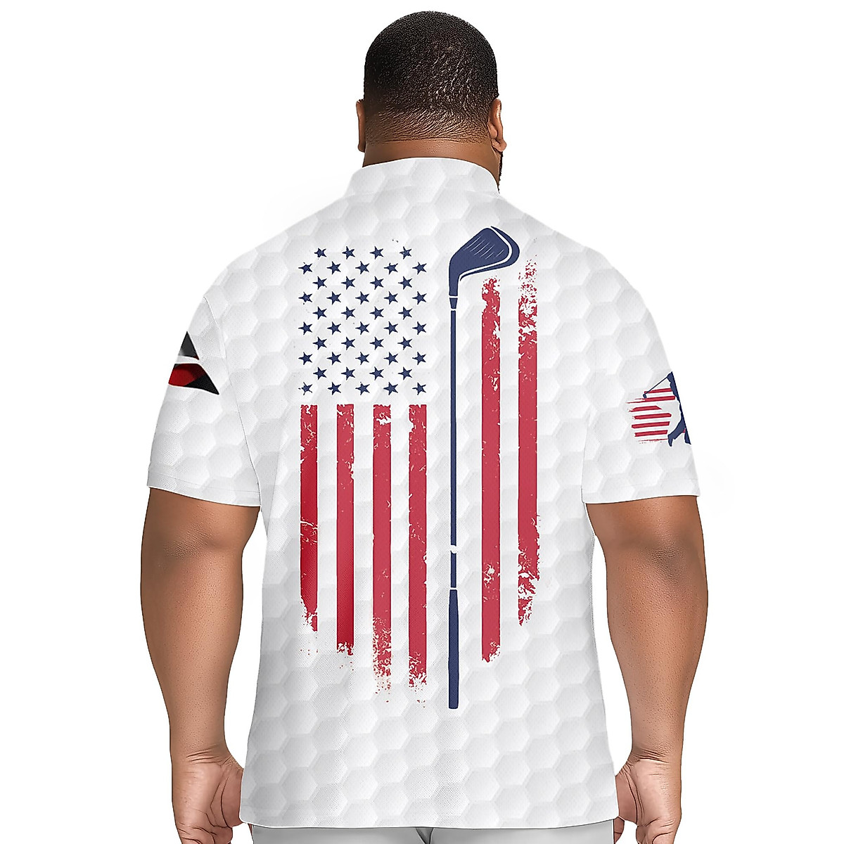 HIVICHI Golf Shirts for Men Funny Print Crazy Hawaiian Mens Polo Shirt Patriotic Flag Shirt, Large, 7198