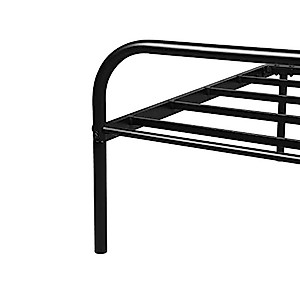 DORAFAIR Full Size Metal Bed Frame with Headboard Footboard Storage Heavy Duty Steel Slats Black Platform Bed Base Mattress Foundation No Box Spring